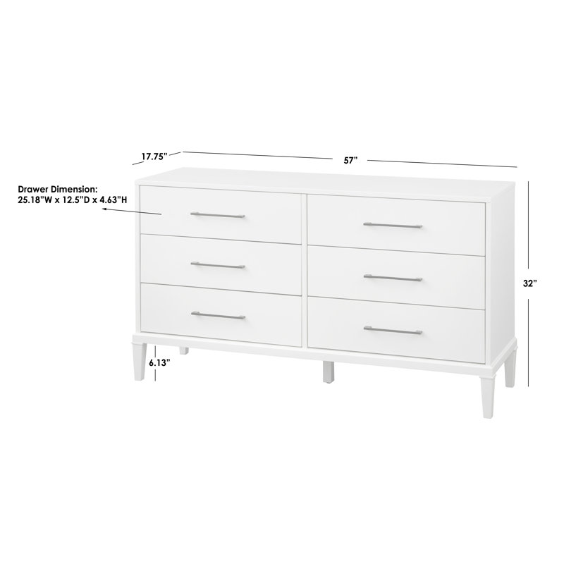 Latitude Run® 6 Drawer 57" W Double Dresser | Wayfair